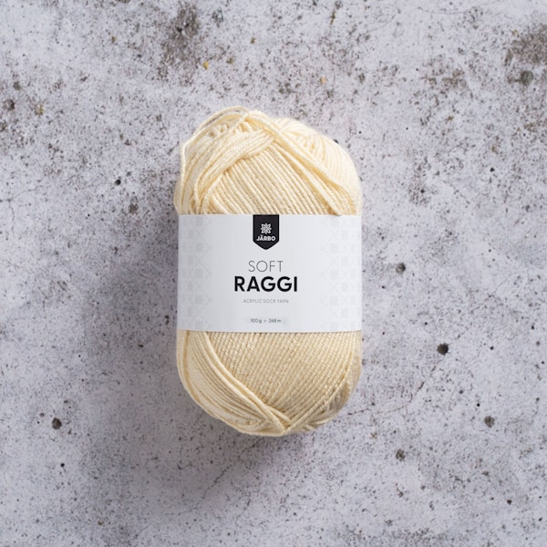 Soft Raggi Garn Akrylmiks 100 g Järbo, hvit, lemon meringue milkshake+ ...